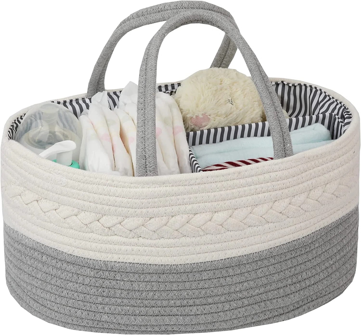 Baby Diaper Caddy Organizer, Portable Nursery Storage Basket with ...
