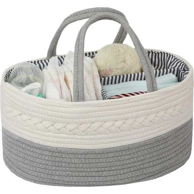 Baby Diaper Caddy Organizer, Portable Nursery Storage Basket with ...