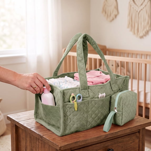 Baby Diaper Caddy Organizer Portable Nursery Tote Bag Pouch for Newborn ...