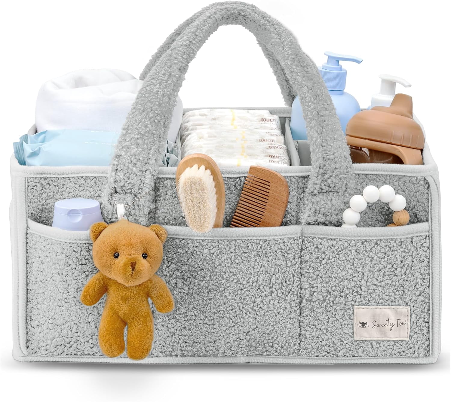 Baby Diaper Caddy Organizer with Handle - Portable Sherpa Nursery ...