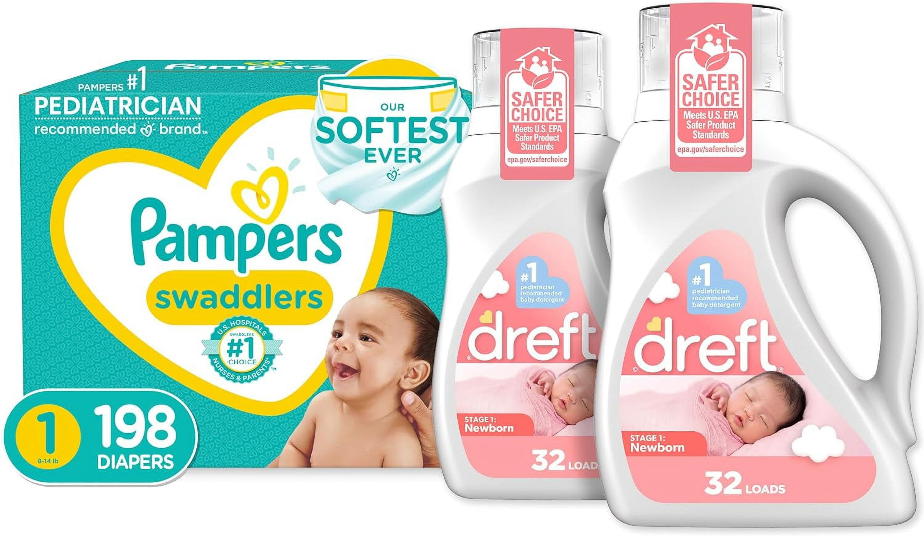 Baby Diapers Newborn/Size 1 (8-14 Lb), 198 Count And Baby Laundry ...
