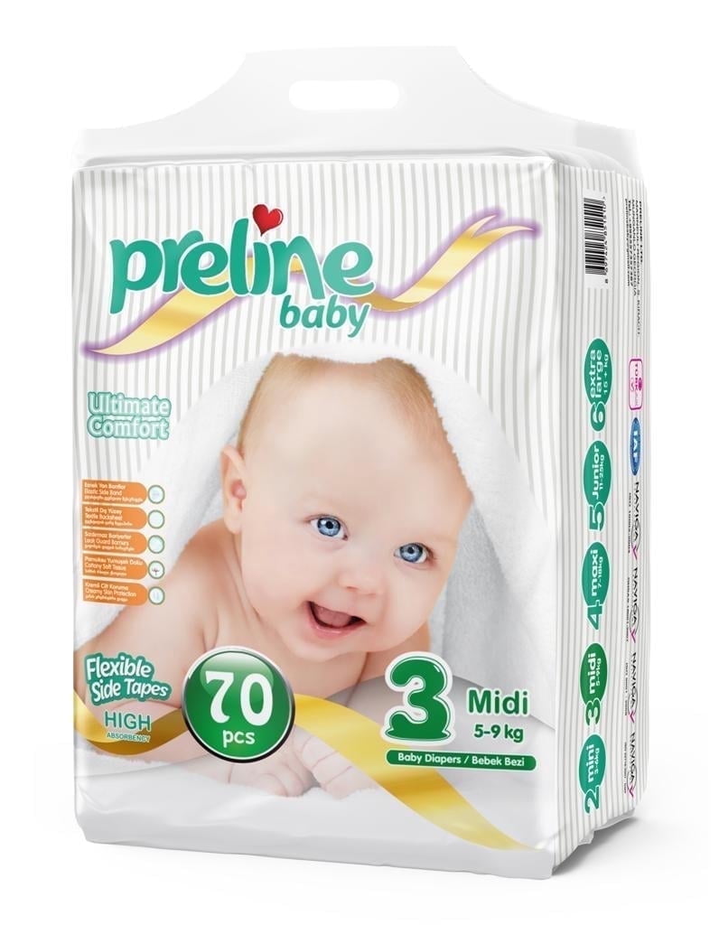 Preline Baby, Baby Diapers, Size 3 (11-20 lbs), 70 Count - Walmart.com