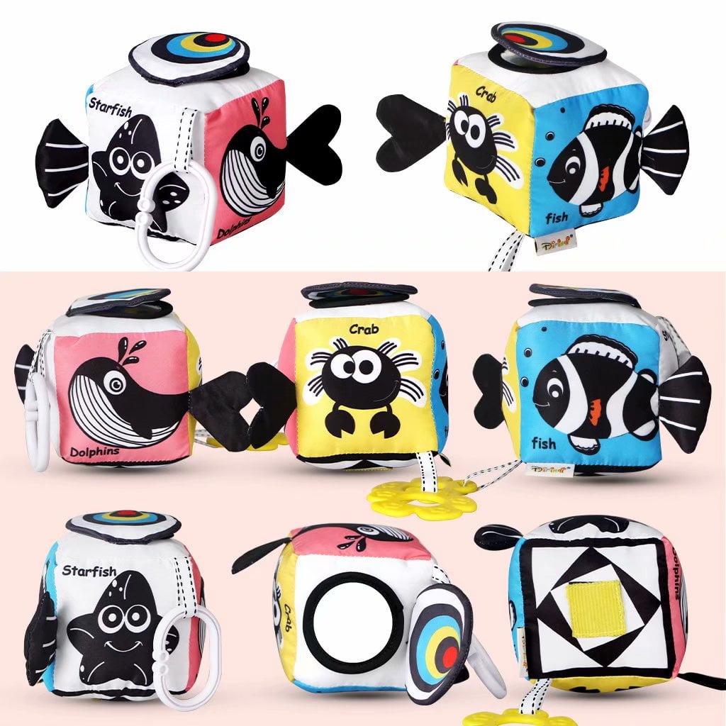 Baby Dice Toy, Stuffed Building Blocks Cube Toy with Mirror Rattle for ...