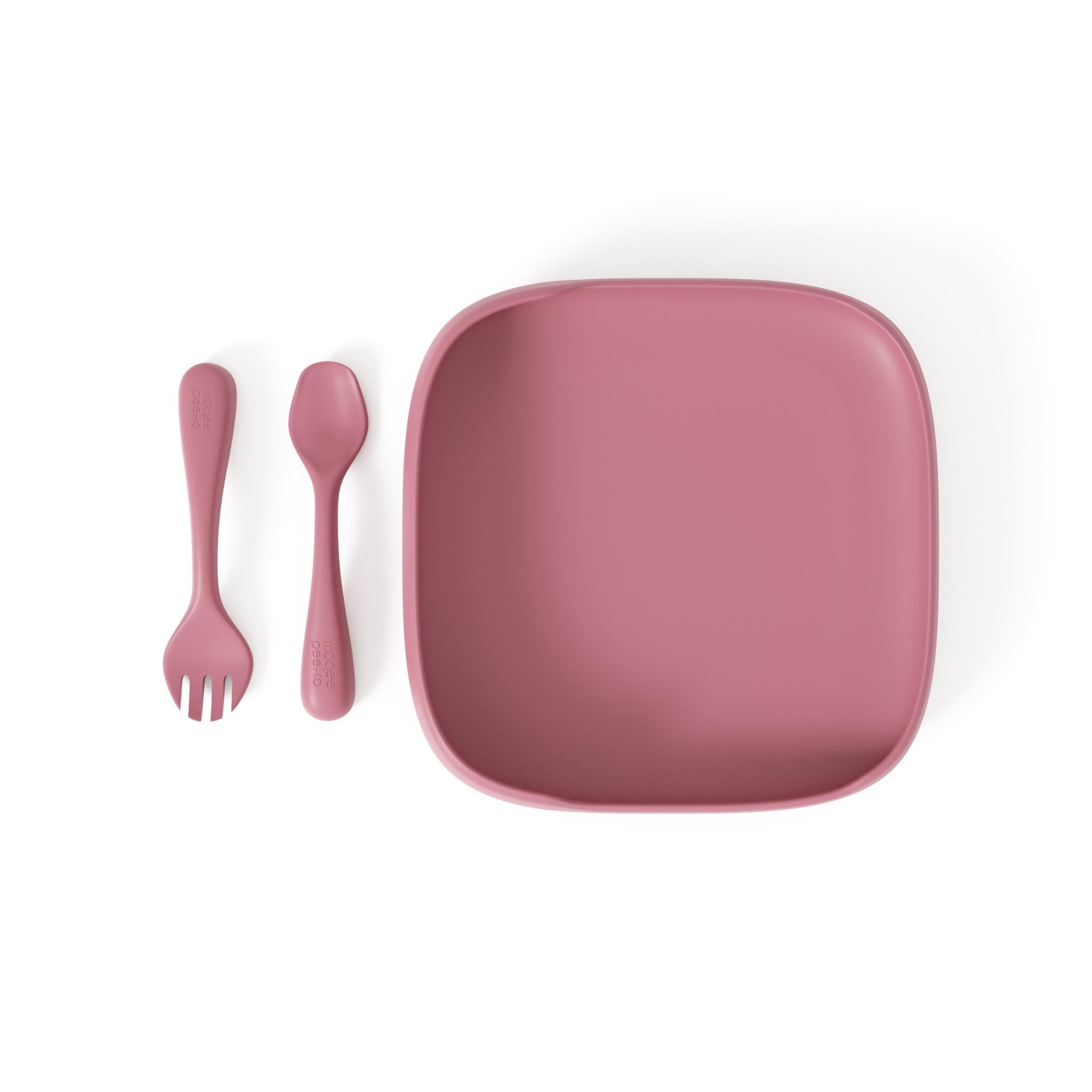 Baby Dinnerware Set by Muqee Peeko in Pink Color with Tray or Plate and ...