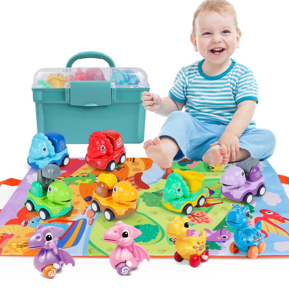 Baby Dinosaur Car Toy,Pull Back Car for Tollders 1-3, Dinosaur Wind Up ...