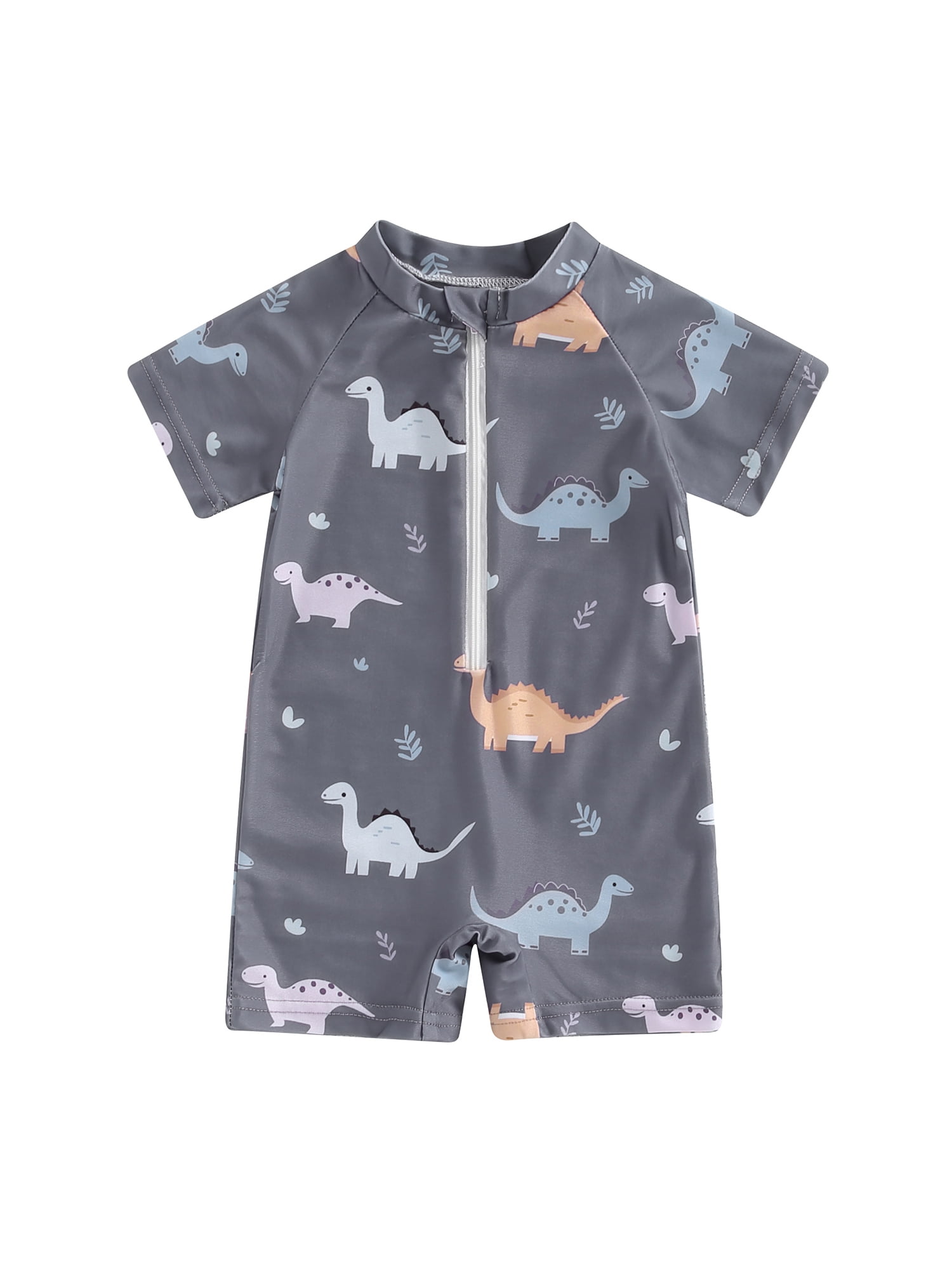 Baby Dinosaur One Piece Short Sleeve Zipper Swimwear Toddler Bathing ...