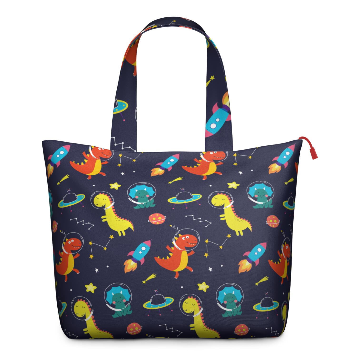 Baby Dinosaur Watercolor Travel Tote, Cartoon Dino Print Weekender ...