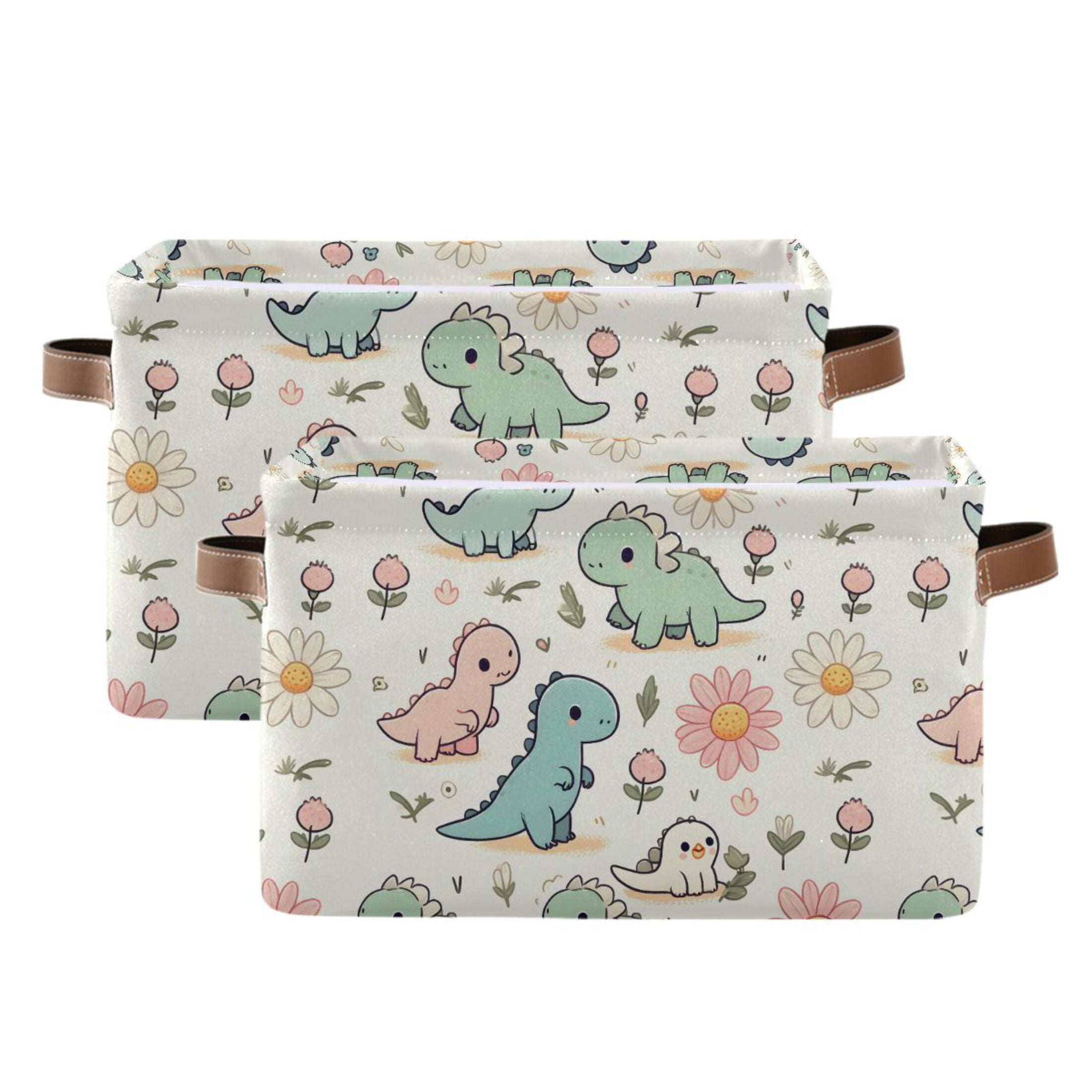 Baby Dinosaur and Daisy Storage Bins with Handle Fabric Organizer ...