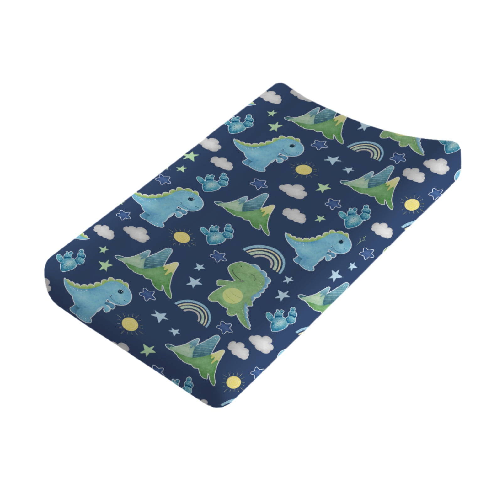 Baby Dinosaurs Changing Pad Covers Cartoon Dinosaurs Rainbow Sun Stars ...