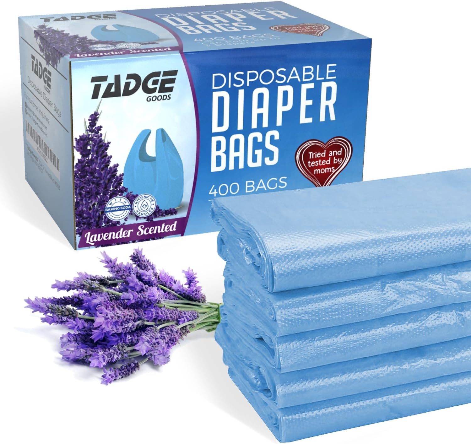 Baby Disposable Diaper Bags 400 Pack - Scented Lavender Odor Absorber ...