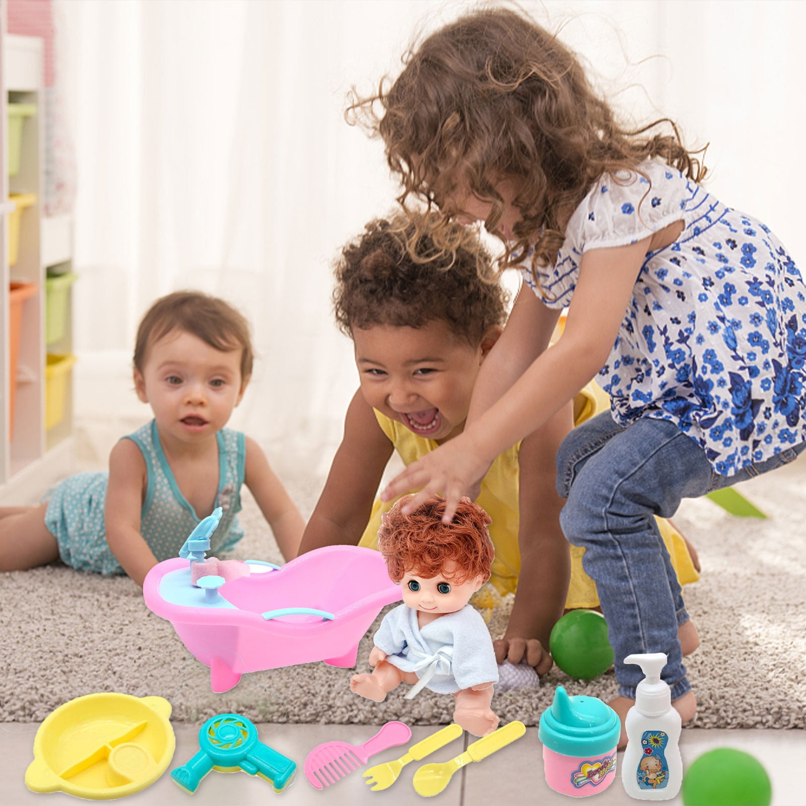 Baby Doll Bathtub Pretend Play Set, Baby Bath Tub Play Set for Girls ...