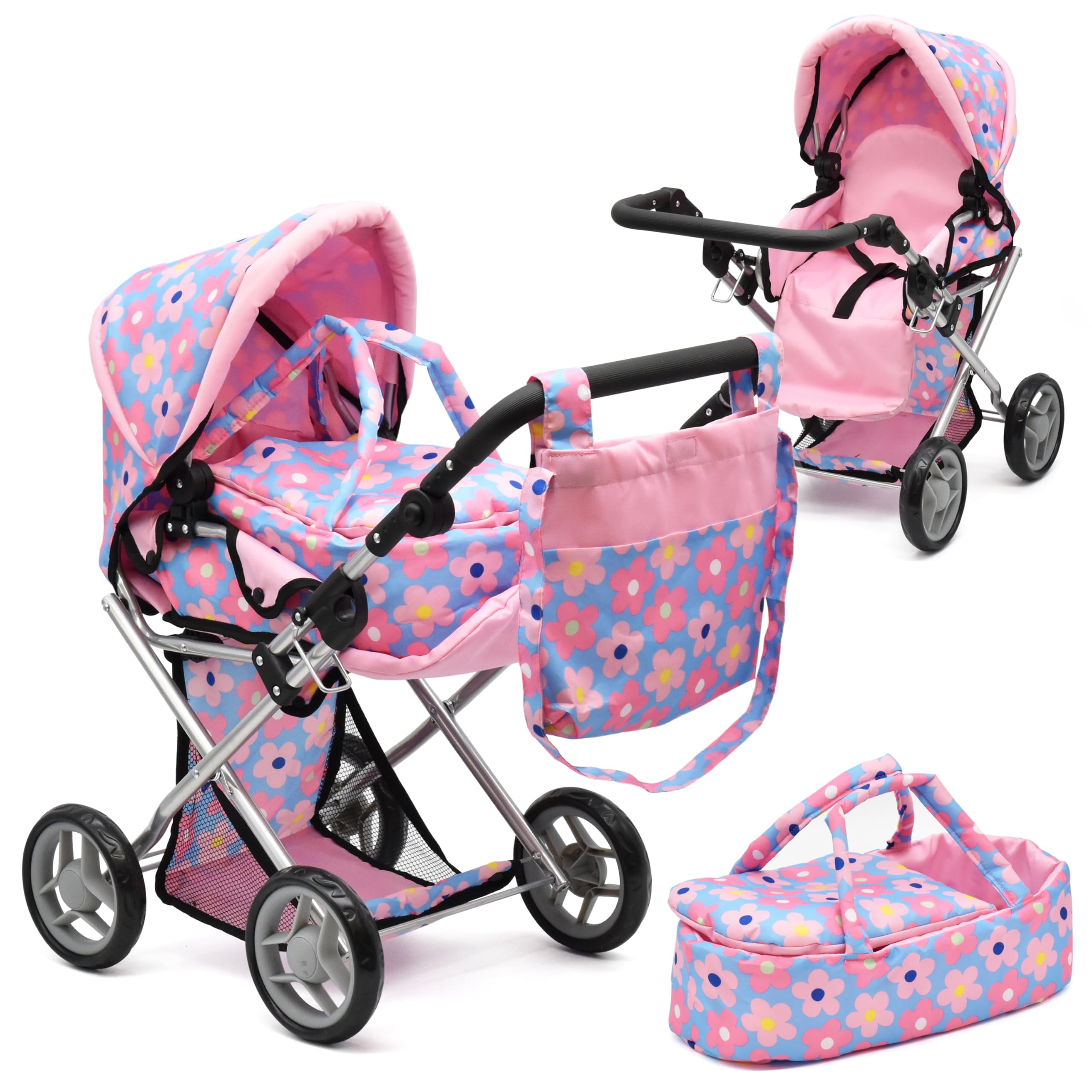 Baby Doll Convertible Pram Stroller With Removeable Travel Bassinet ...