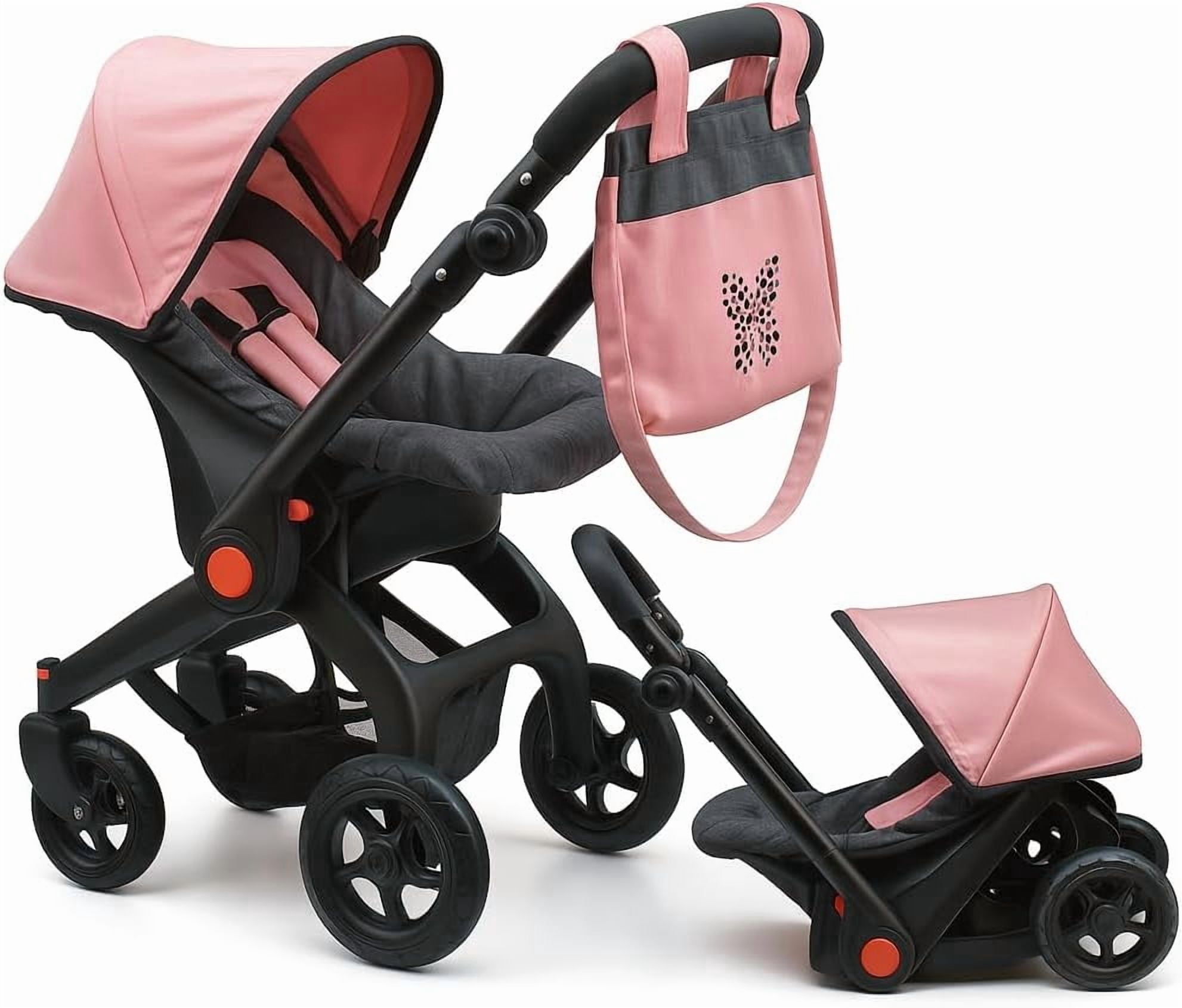 Baby Doll Convertible Travel Stroller for Girls | 2-in-1 Foldable Doll ...