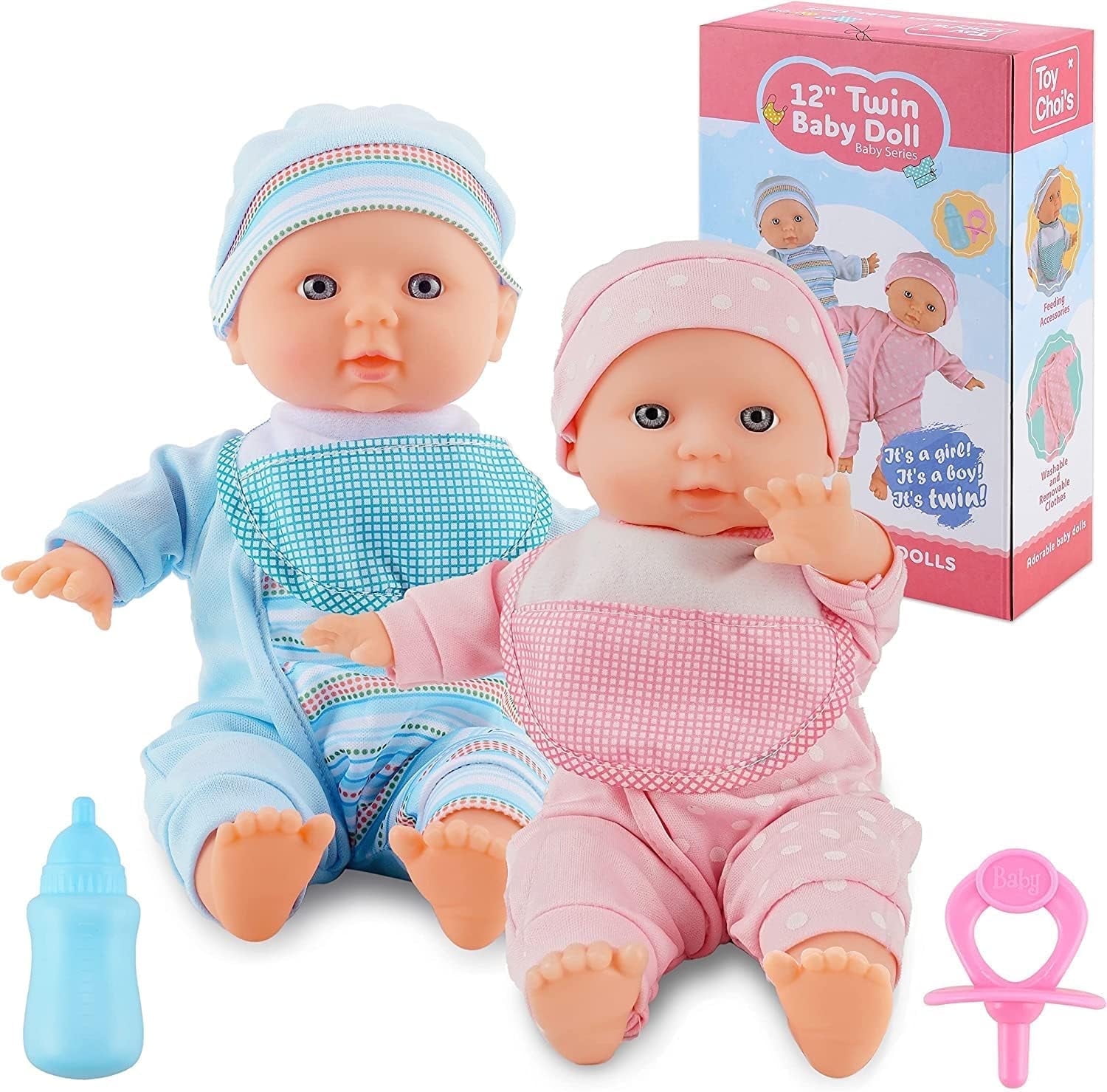 Baby Doll, YCFUN 12 inch Twin Dolls Baby Girl Toys for 2-5 Year Old ...