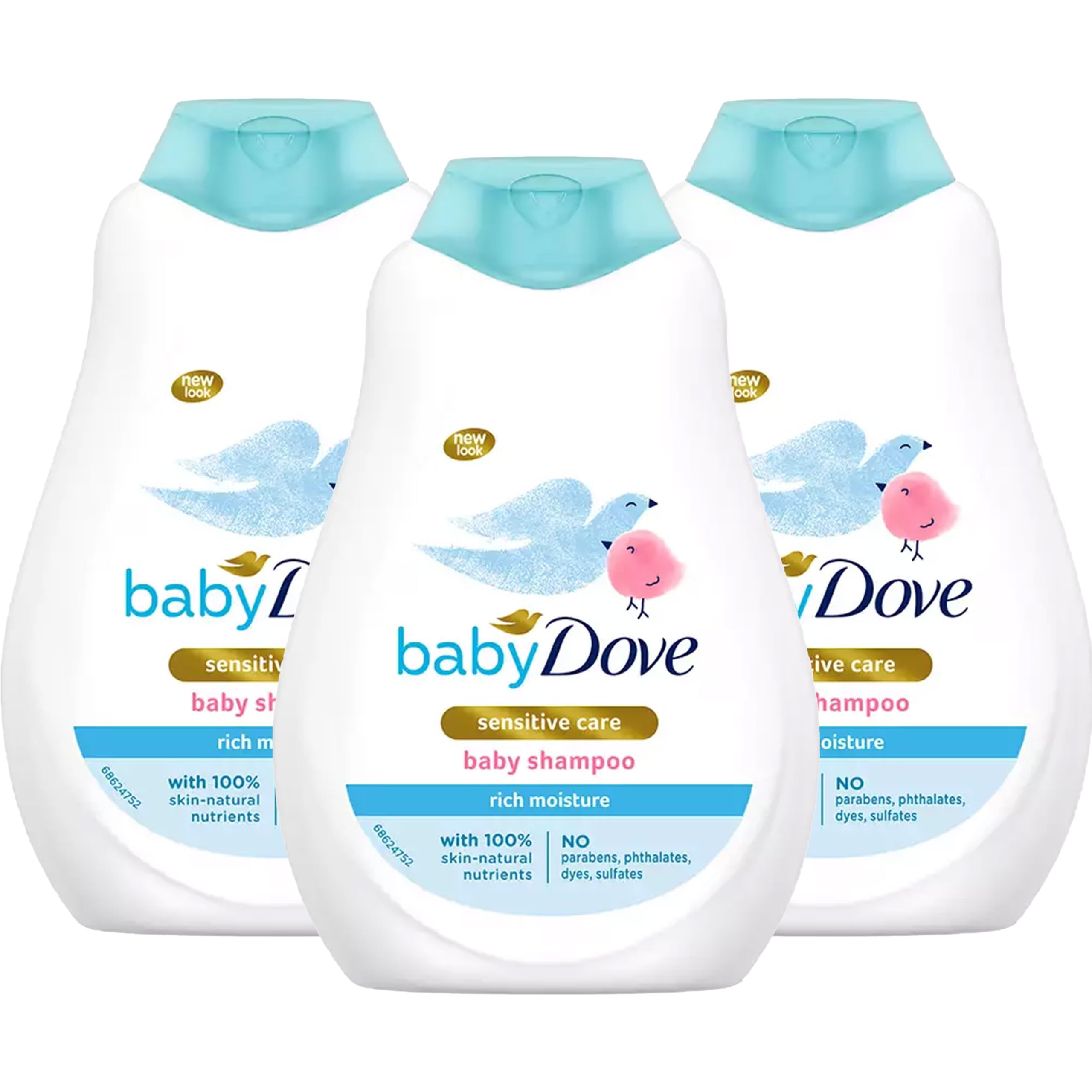 Baby Dove Rich Moisture Shampoo, 3 Pack, Tear Free Mild Formula, Light ...