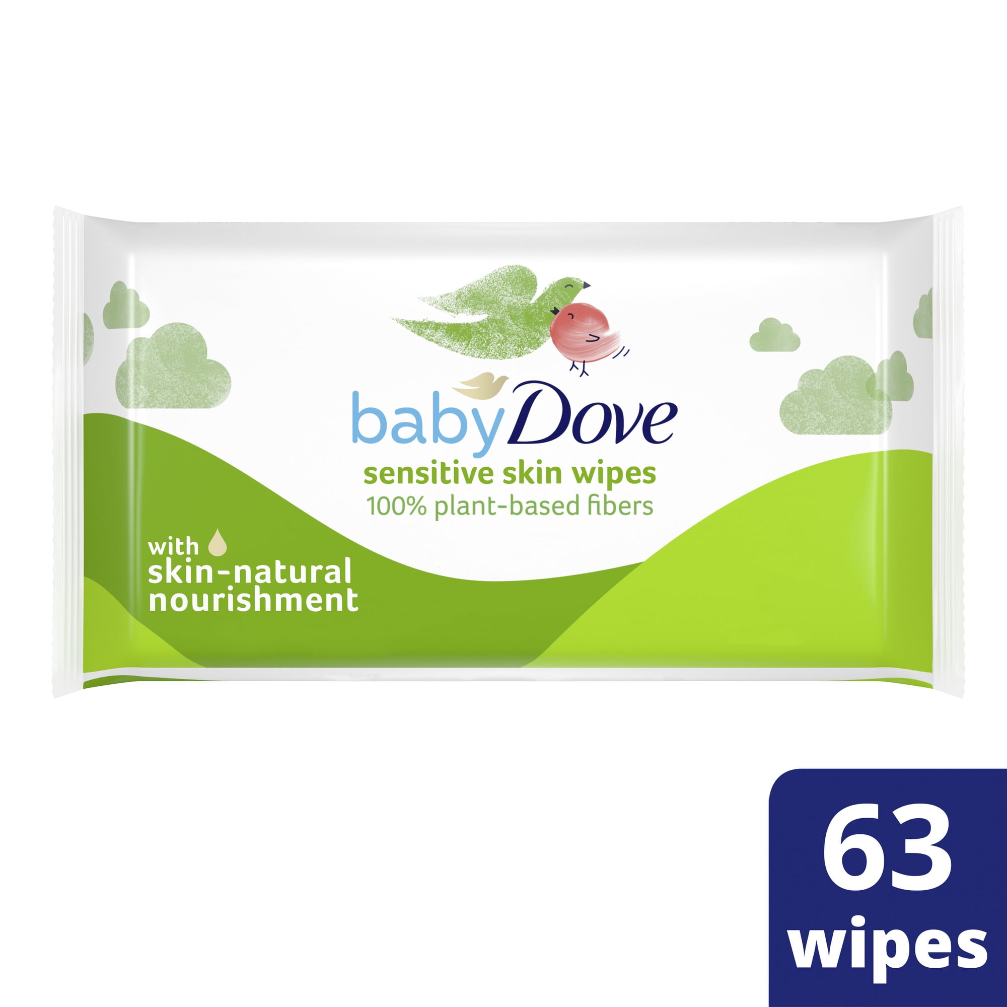 Dove Baby Wipes with 100% Plant-Based Fibers, 1 Pack, 63 Wipes ...