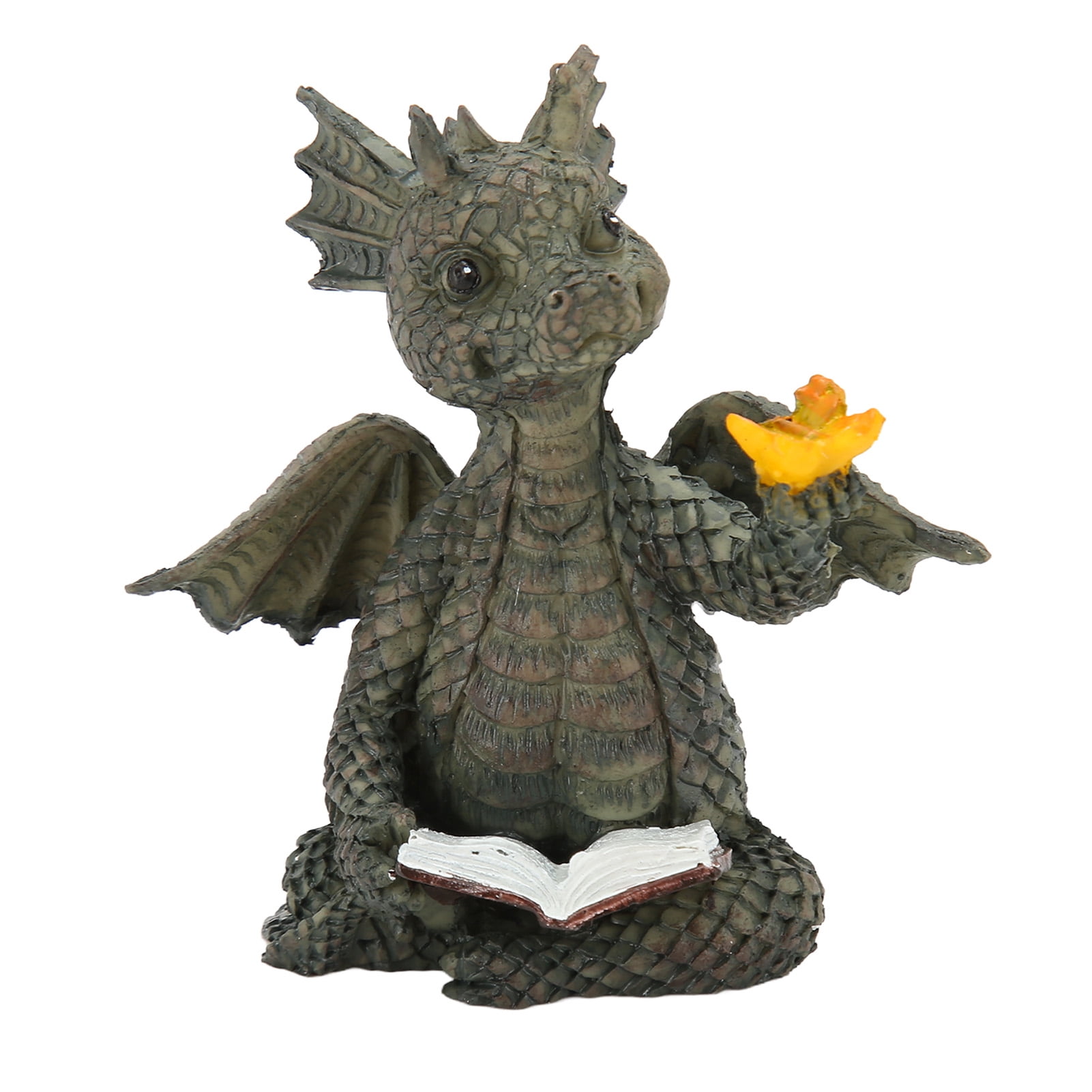 Baby Dragon Reading Book Statue Waterproof Lovely Durable Resin Dragon ...