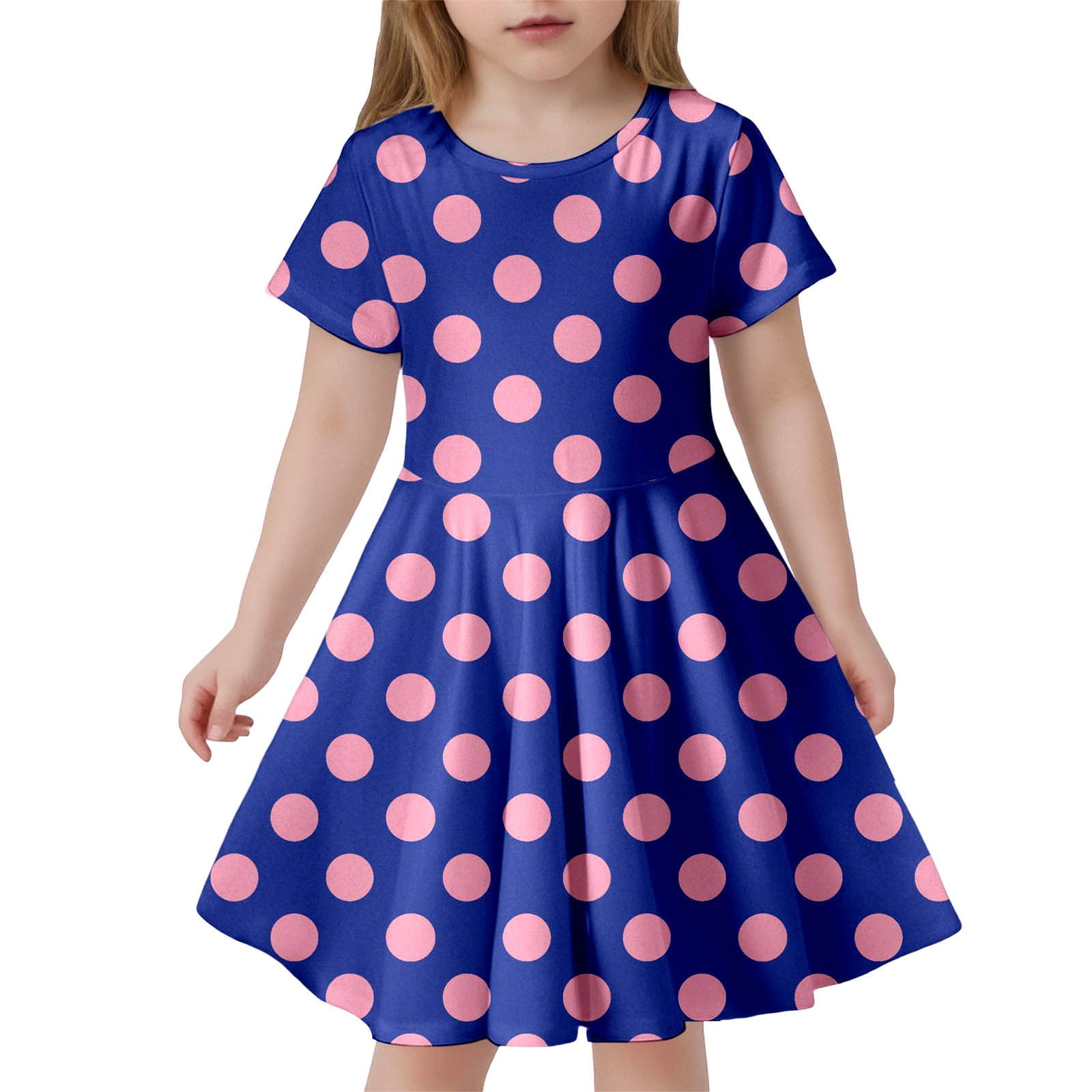 Baby Dress Children Fashion Polka Dot Print Slim Short Sleeved Dress ...