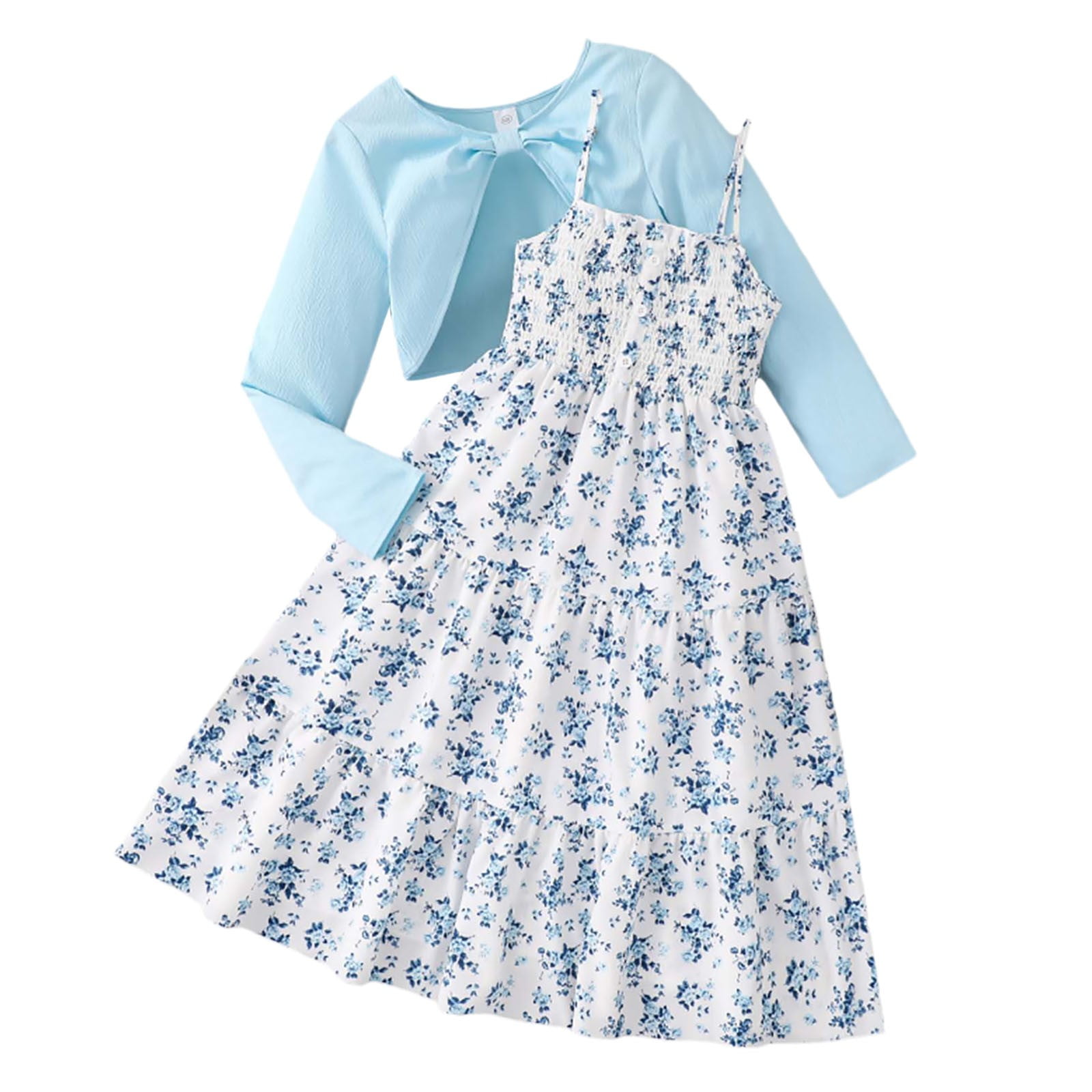 Baby Dress Teen Kids Girls Spring Summer Floral Print Long Dress with ...