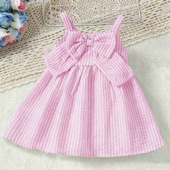 Baby Dress, Toddler Girl Sleeveless Striped Bow Casual Summer Sundress ...