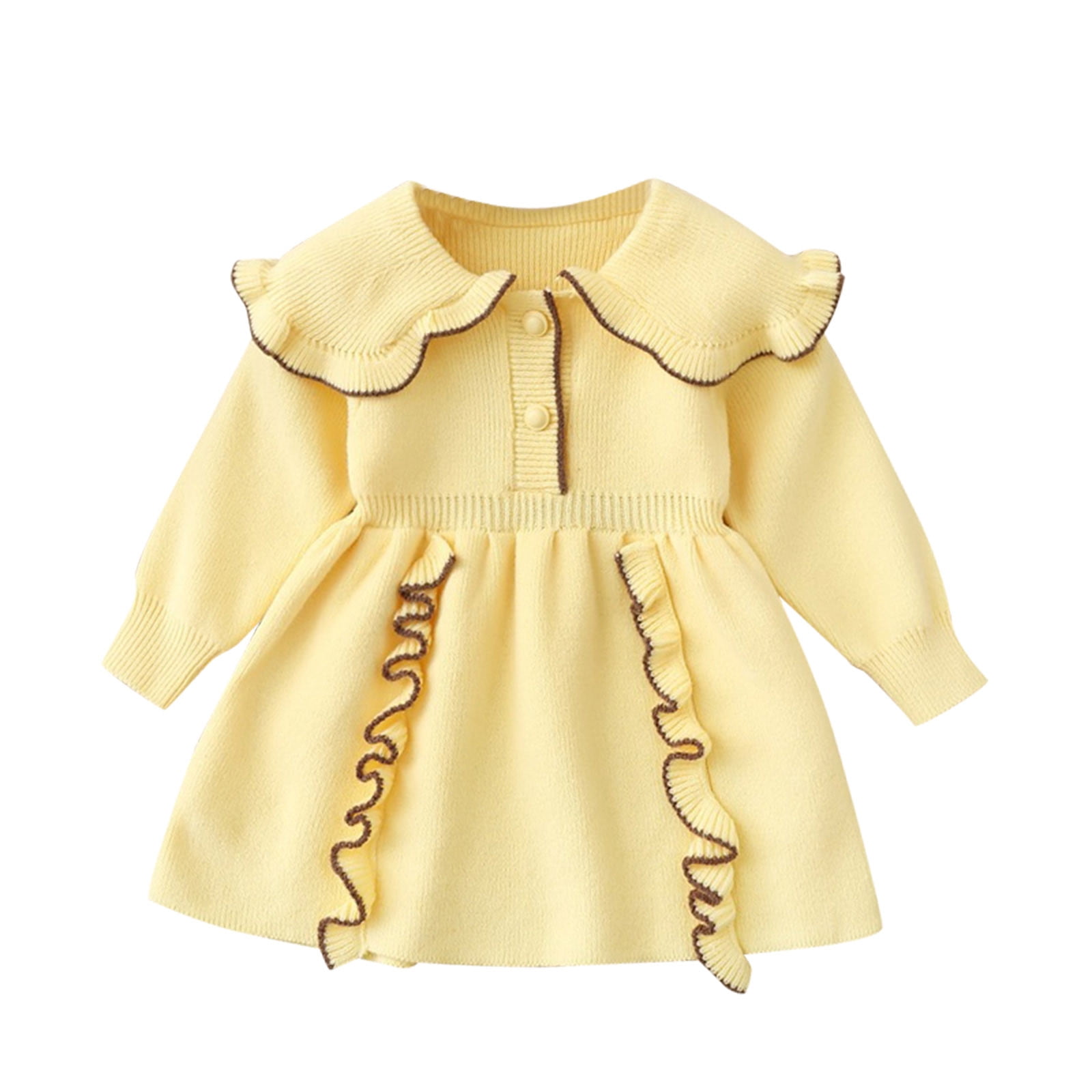 Baby Dresses 12-18 Months Baby Girls Long Sleeve Patchwork Ruffled ...