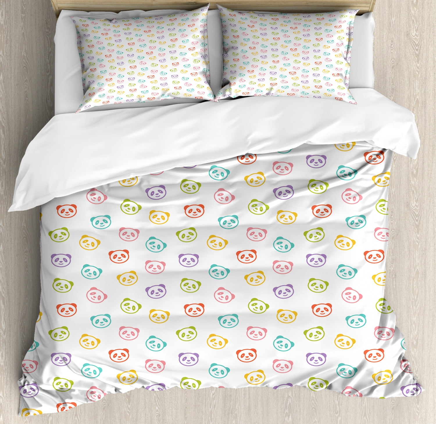 Baby Duvet Cover Set Queen Size, Funny Panda Bears Colorful Cute ...
