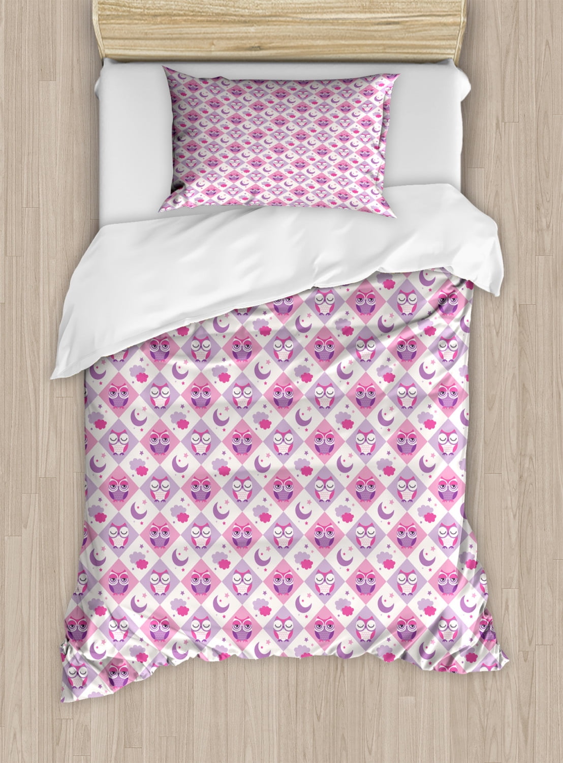 Baby Duvet Cover Set Twin Size, Rectangle Diamond Pattern with Funny ...