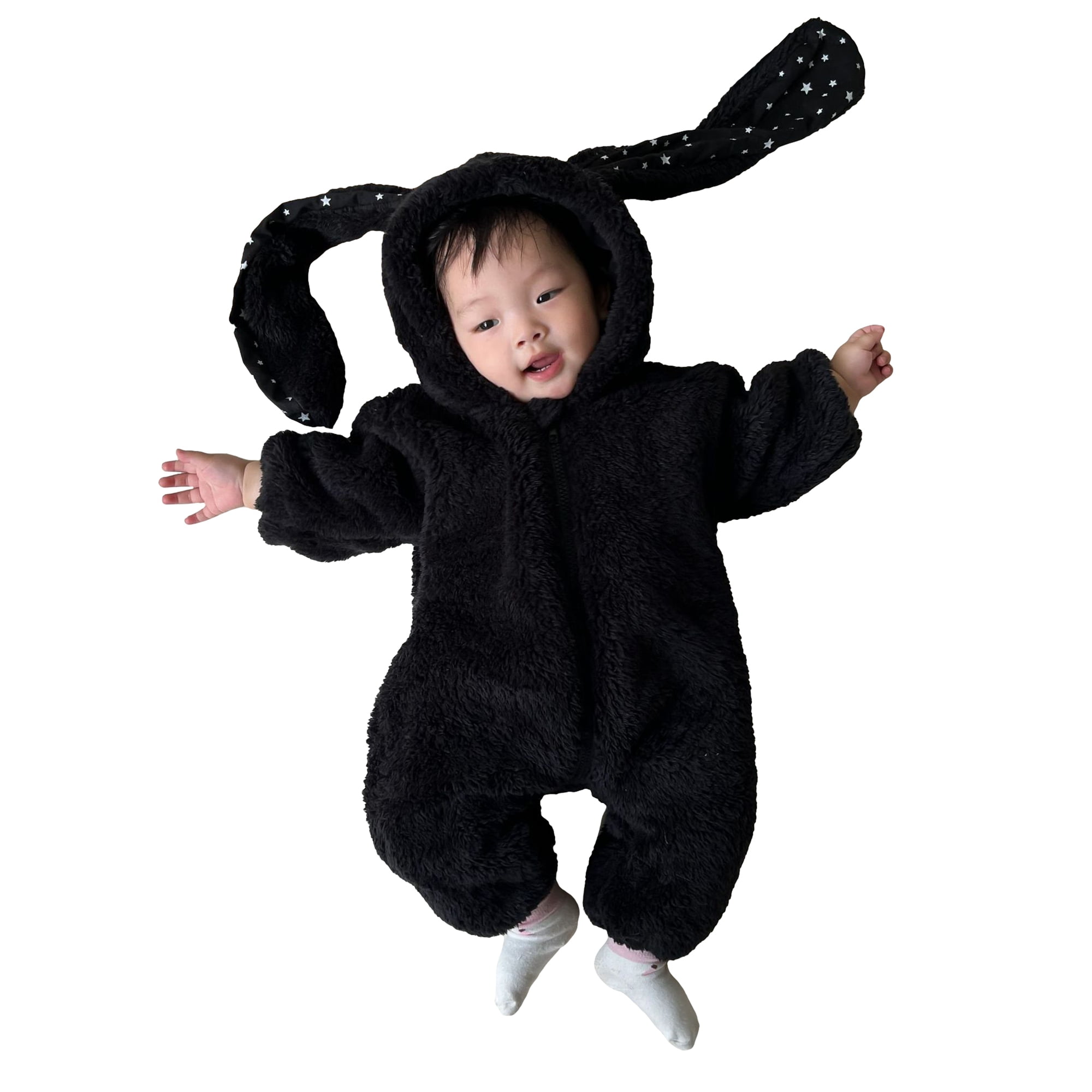 Baby Easter Bunny Outfit Rabbit Long Ears Hoodie Zipper Fleece Romper ...