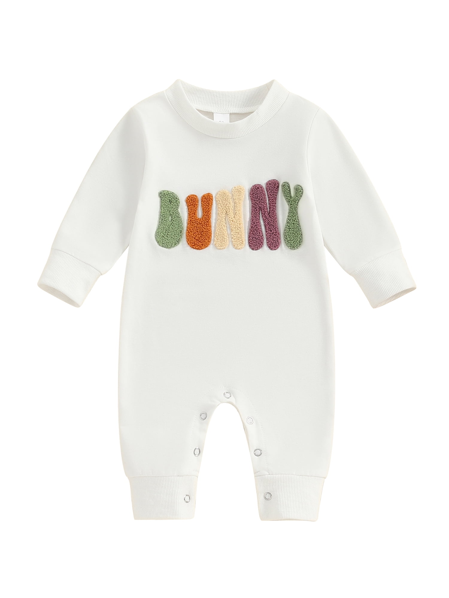 Baby Easter Romper Long Sleeve Letter Embroidery Jumpsuit Newborn ...