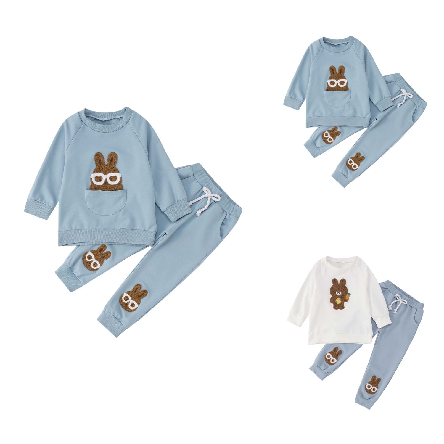 Baby Easter Set Spring And Autumn Children Rabbit Embroidered Long ...
