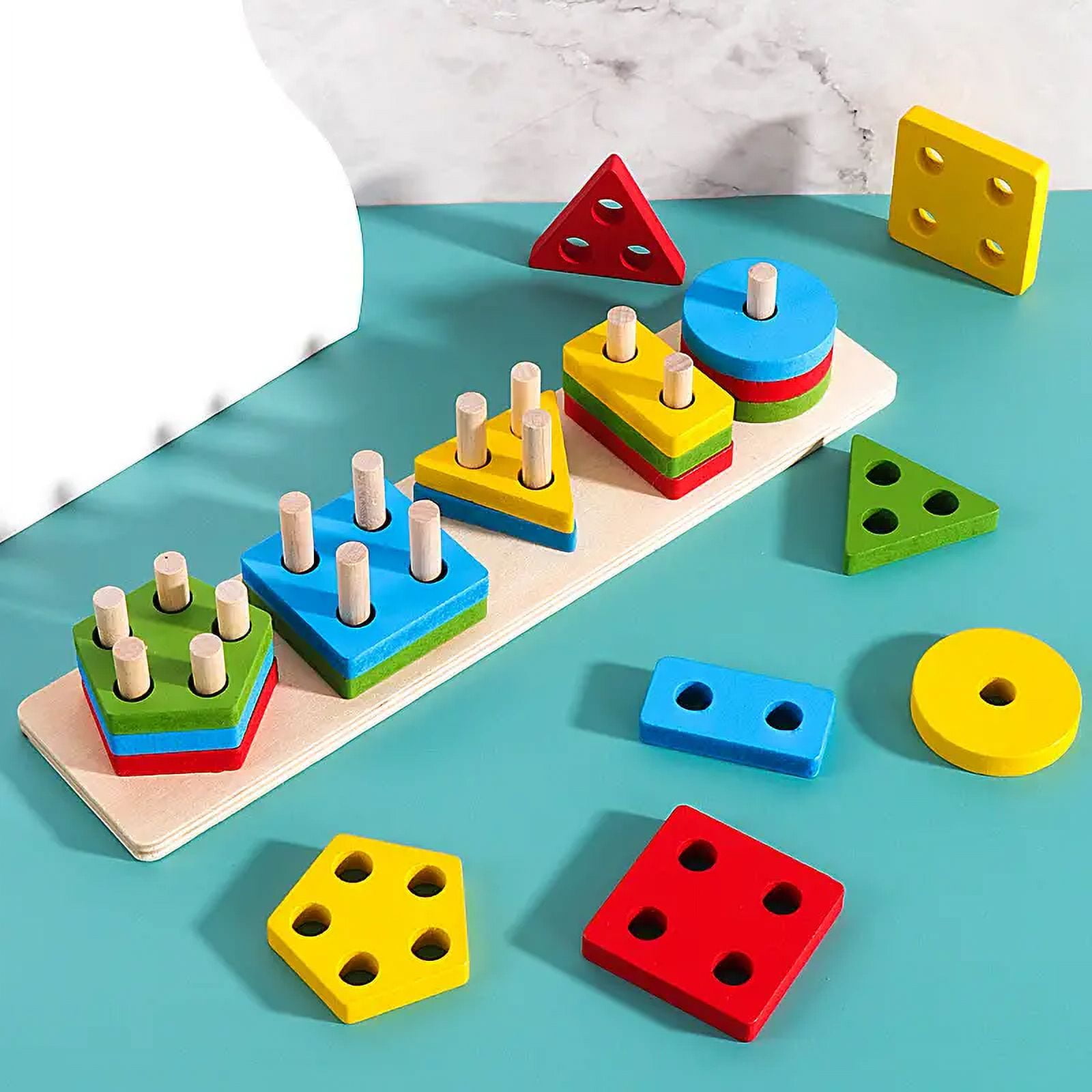 Baby Educational Outdoor Toys For Toddlers Montessori Wooden Geometric ...