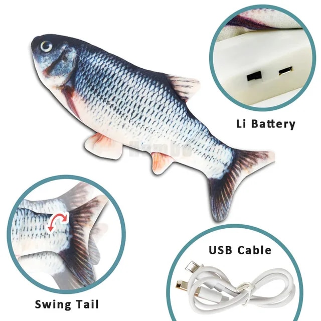 Baby Electric Fish Toy Plush Simulation Animal Electric Swing Fish ...