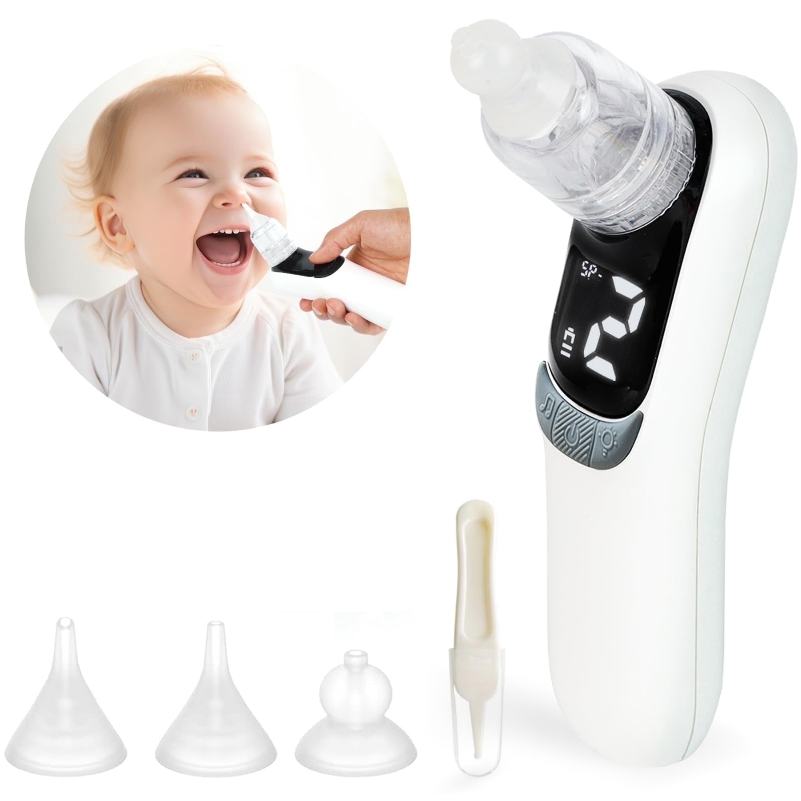 Baby Electric Nasal Aspirator with 3 Suction Levels, Music & Light, USB ...