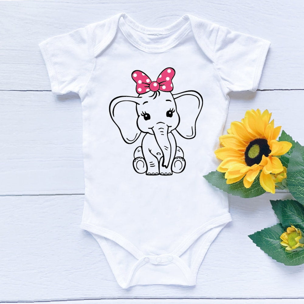 Baby Elephant Bodysuits, Cute Baby Bodysuits, Baby Girl Gift Newborn ...
