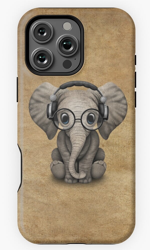 Baby Elephant DJ Headphones Phone Case for iPhone 16 15 14 13 12 11 Pro ...