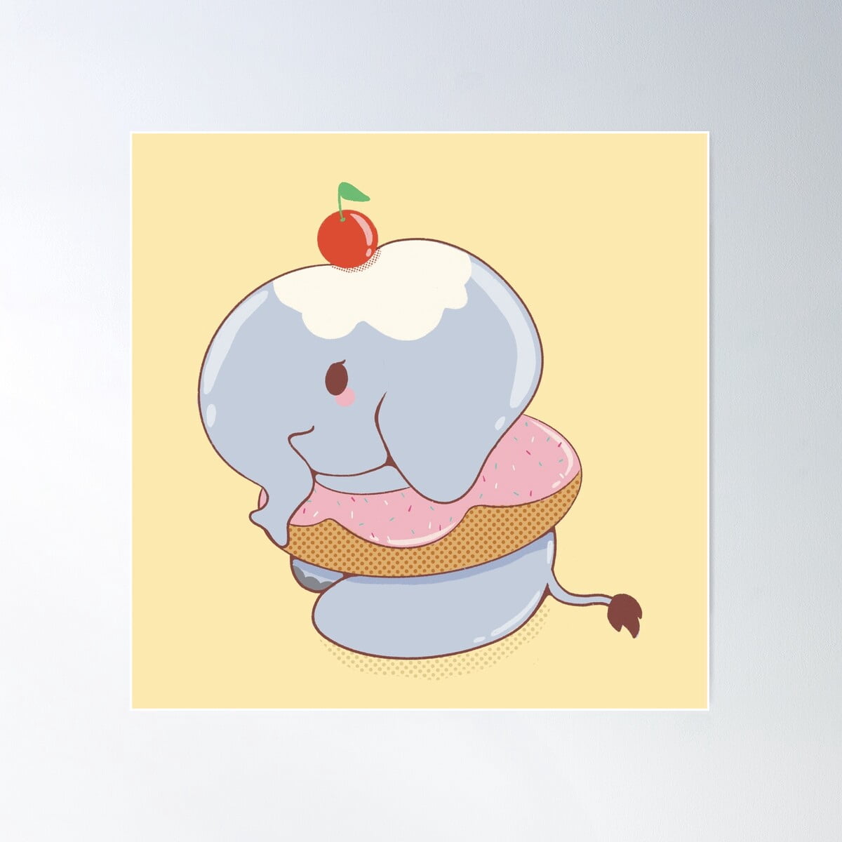 Baby Elephant In A Donut Poster Wall Art, Modern Wall Decor For Living ...