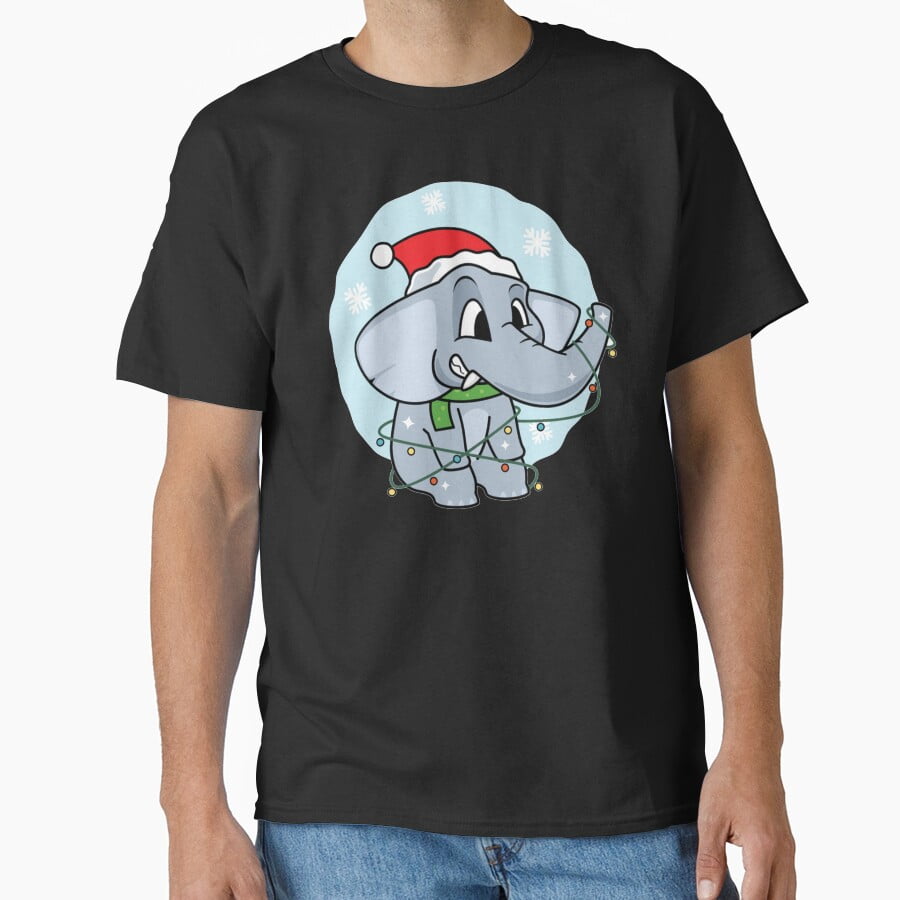 Baby Elephant In Festive Hat Cute Holiday Winter Season Art Unisex T ...