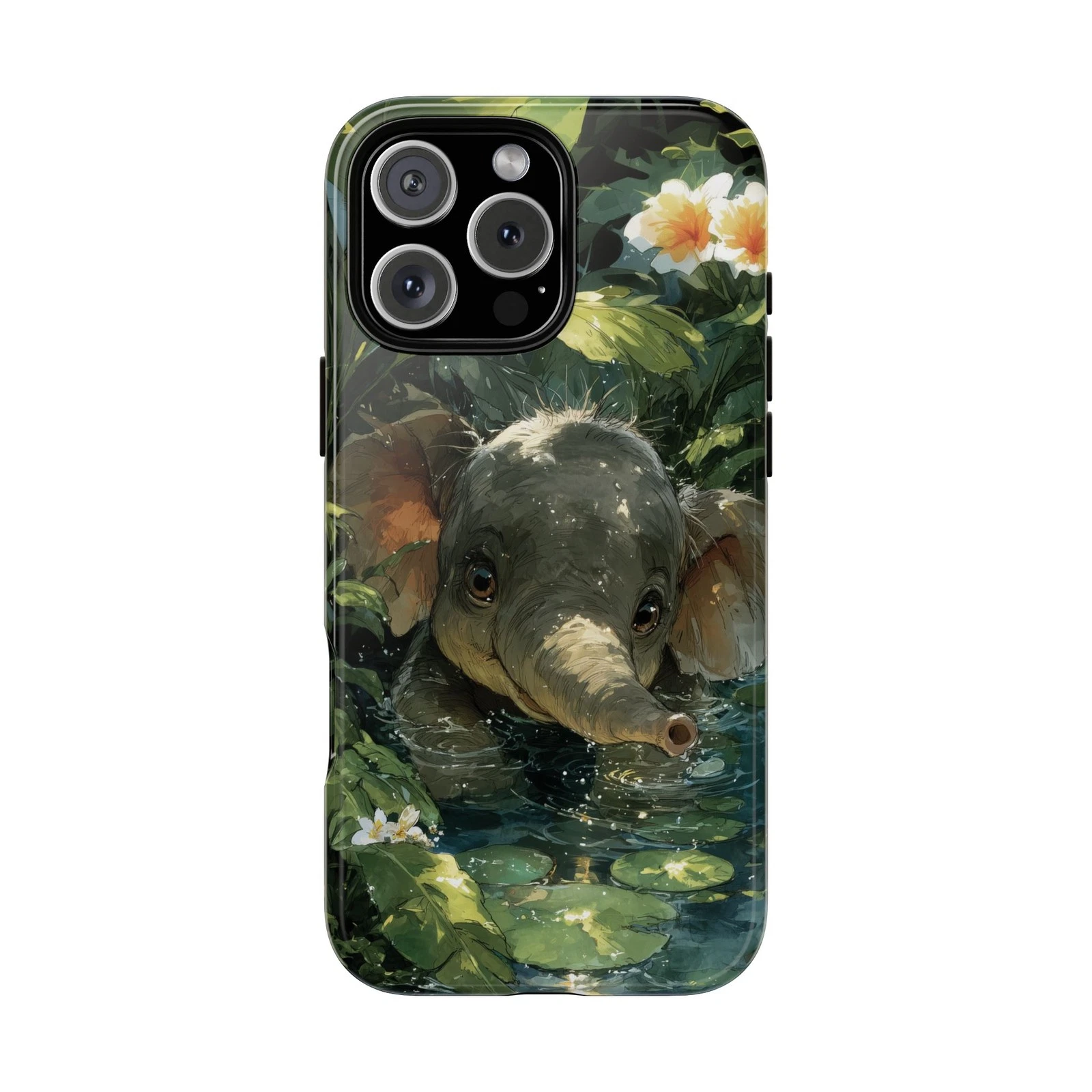 Baby Elephant Jungle Water Scene iPhone Case 17 11 12 13 14 15 16 Pro ...