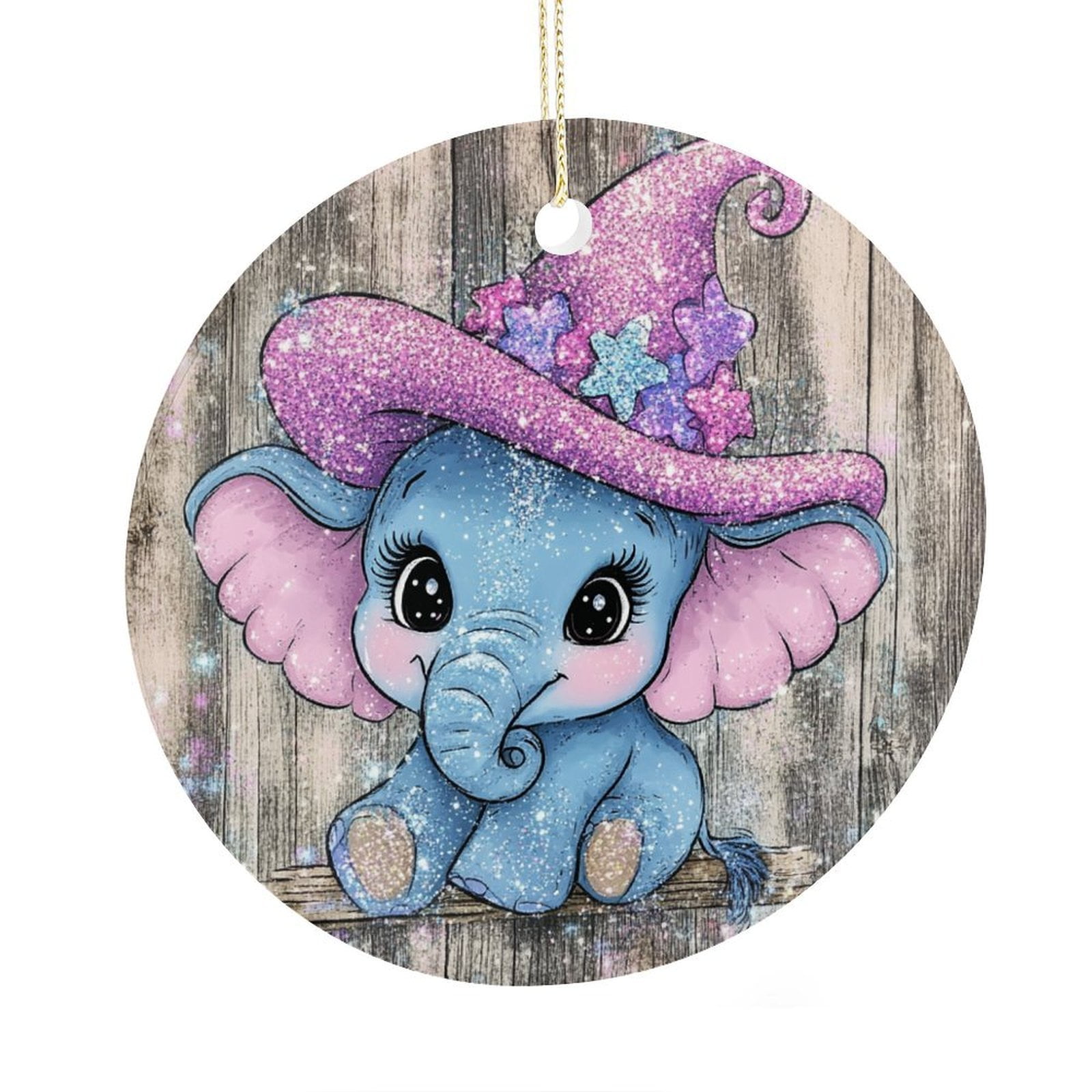 Baby Elephant Pink Christmas Tree Ornaments Watercolor Wild Animal ...