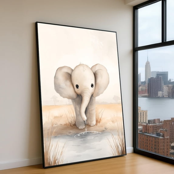 Baby Elephant Safari Nursery Wall Art, Unframed Paper Poster 24x36in ...