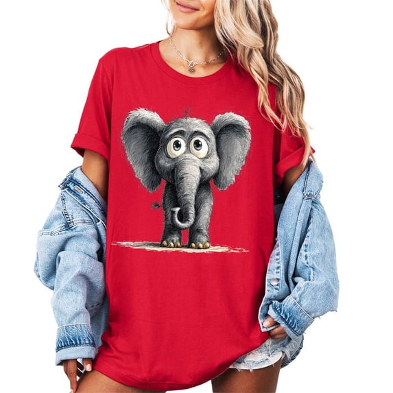 Baby Elephant T-Shirt, Cute Cartoon Elephant Design Shirt, Fun Animal ...
