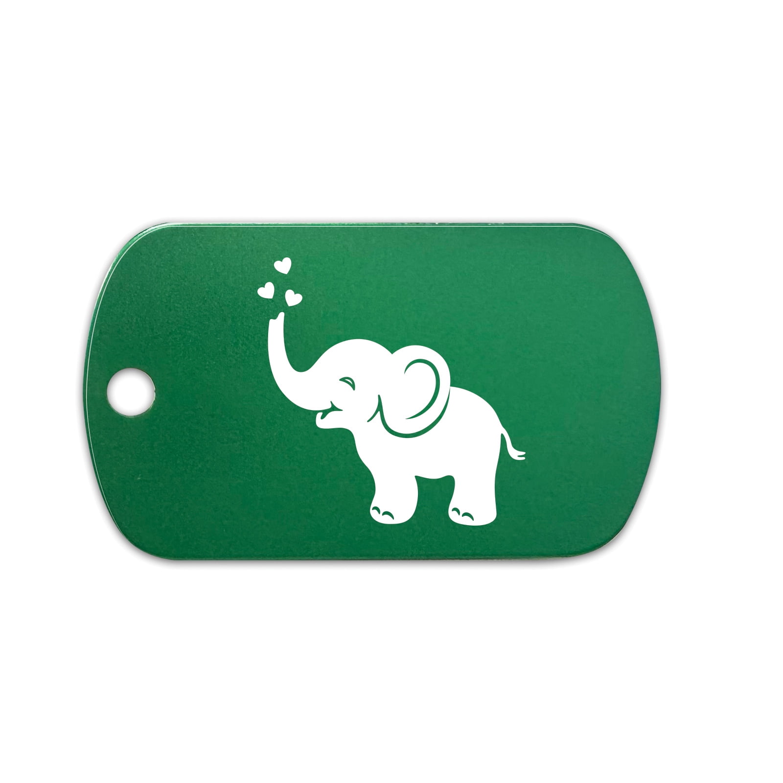 Baby Elephant With Hearts GI Dog Tag Aluminum Keychain - Green ...