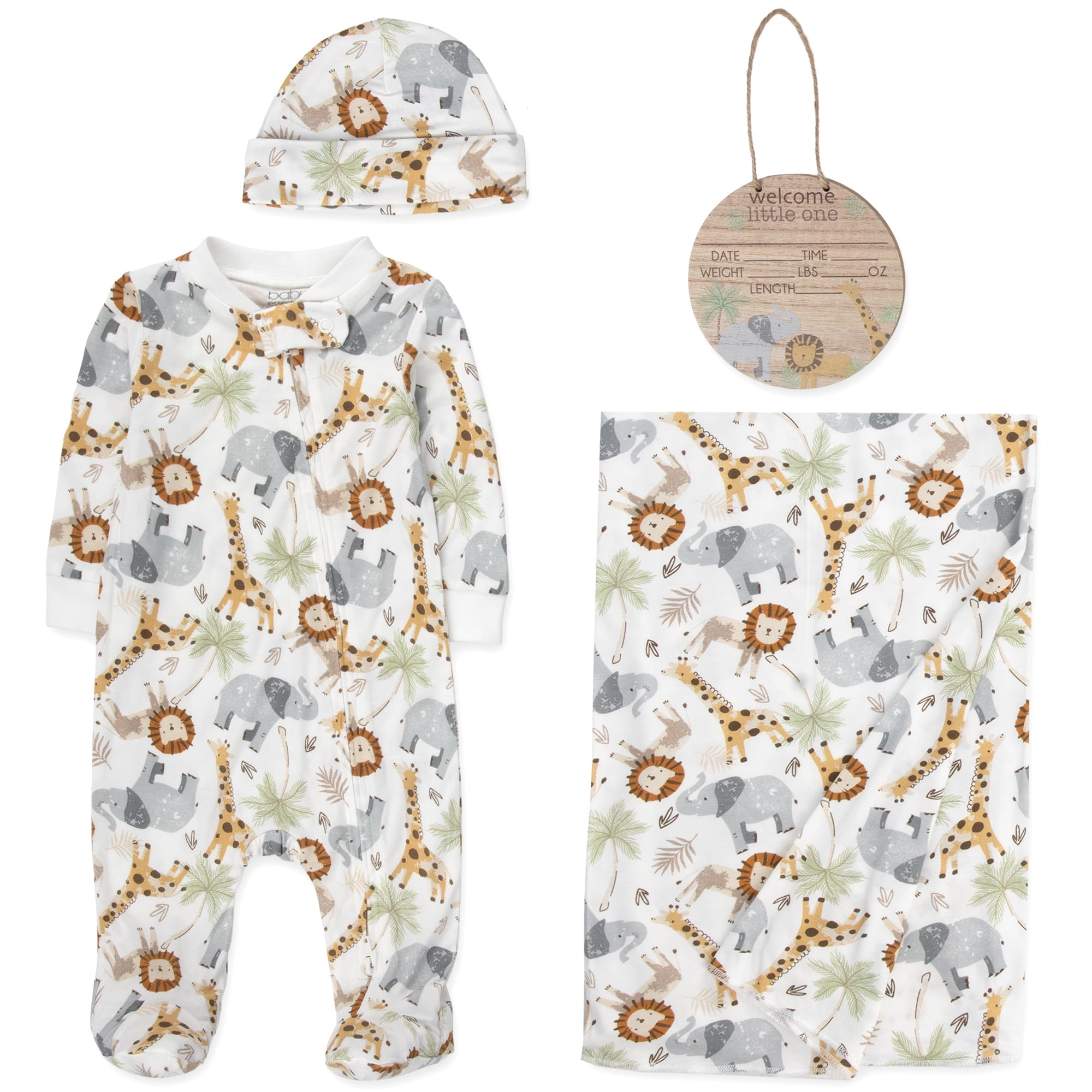 Baby Essentials 0 Months Newborn Boys Romper Footie Gift Set with Hat ...