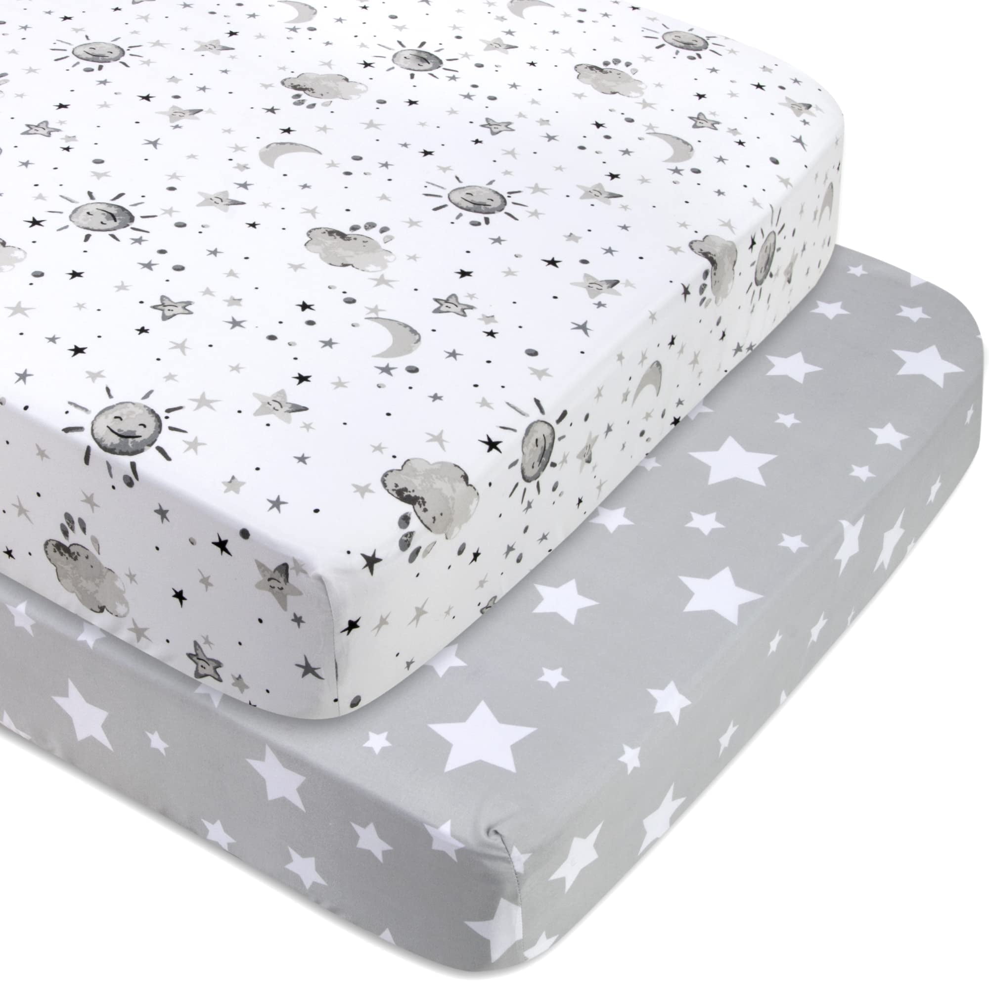 Baby Essentials 2 Pack Microfiber Fitted Crib Sheets, 52”L x 28”W ...