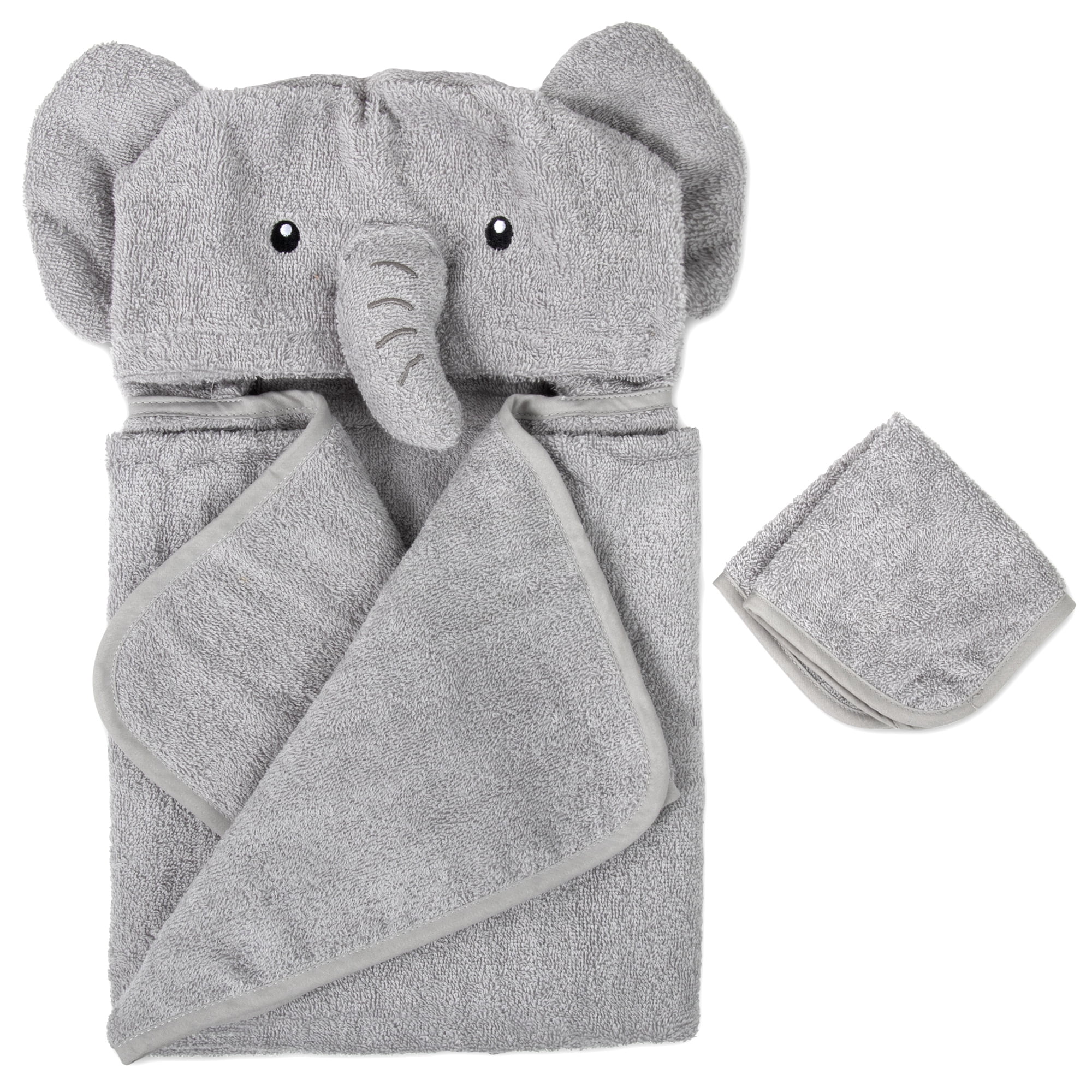 Baby Essentials 2 Piece Hooded Cotton Bath Towel and Washcloth Set for ...