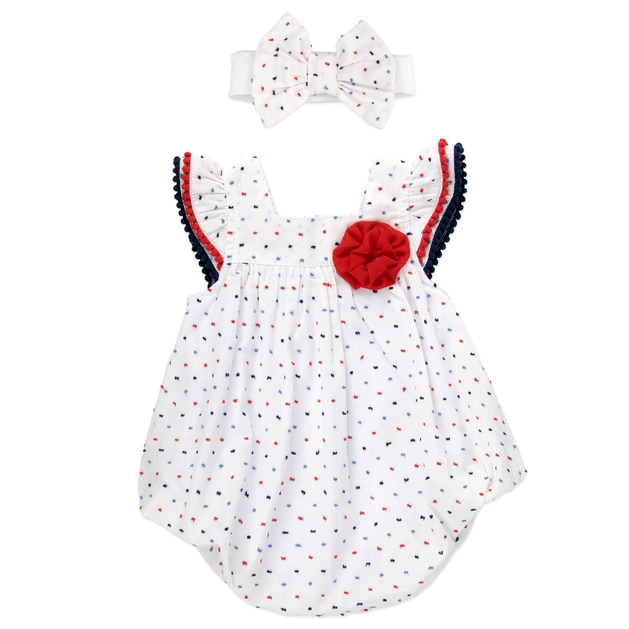 Baby Essentials 6 Months Infant Girls Romper with Matching Headband 100 ...