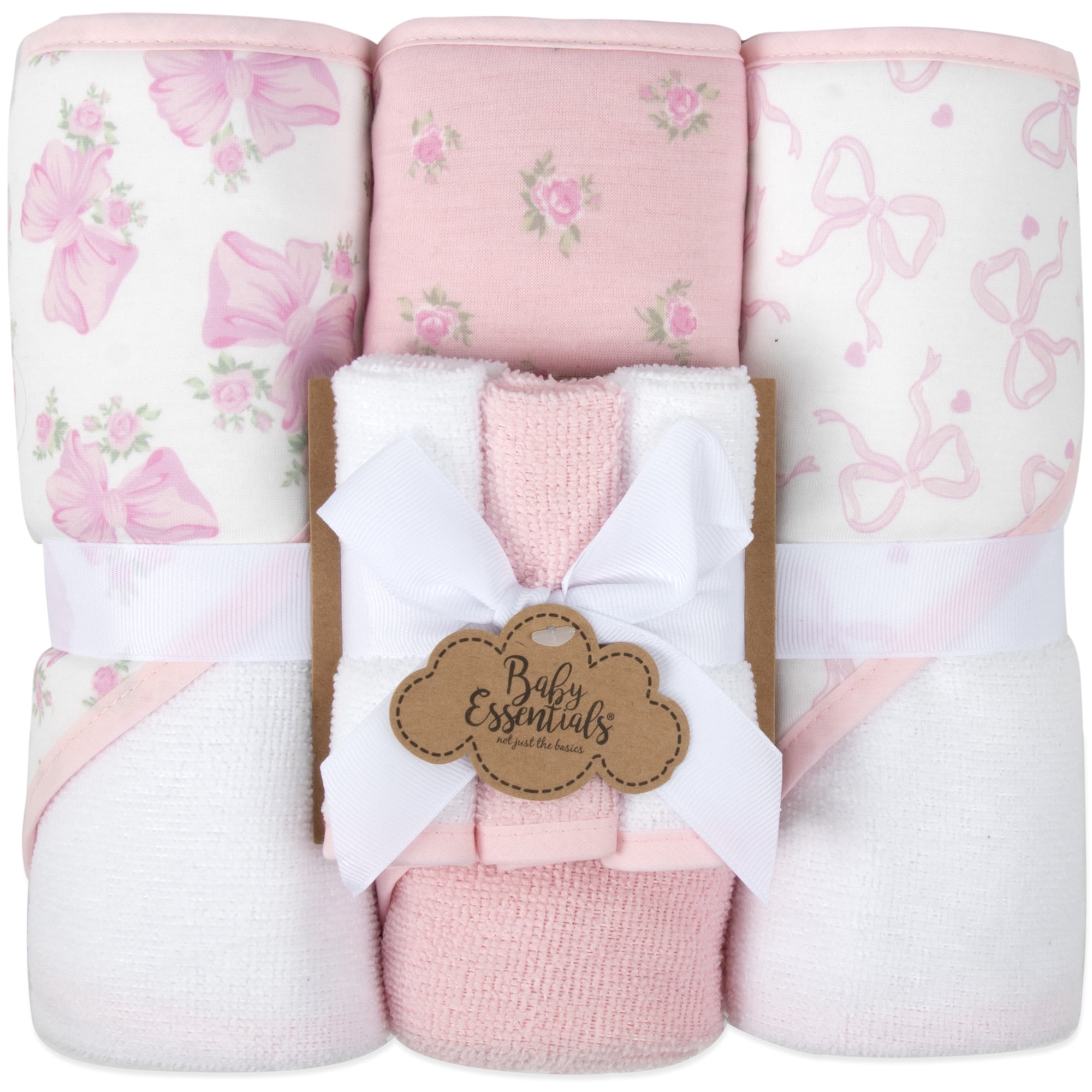 Baby Essentials 6 Piece Printed Hooded Bath Towel and Washcloth Set for ...