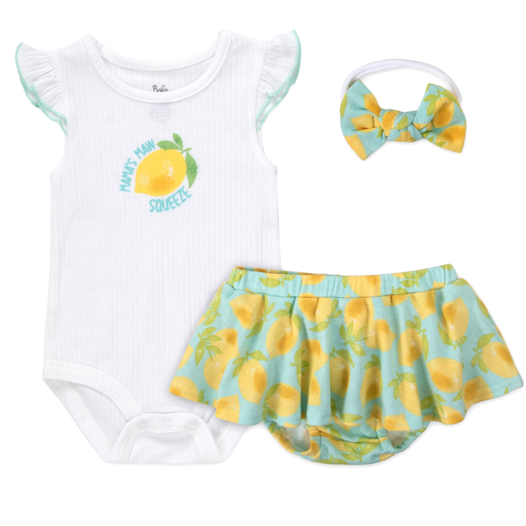 Baby Essentials 9 Months Infant Girls 3 Piece Bodysuit, Bloomers ...