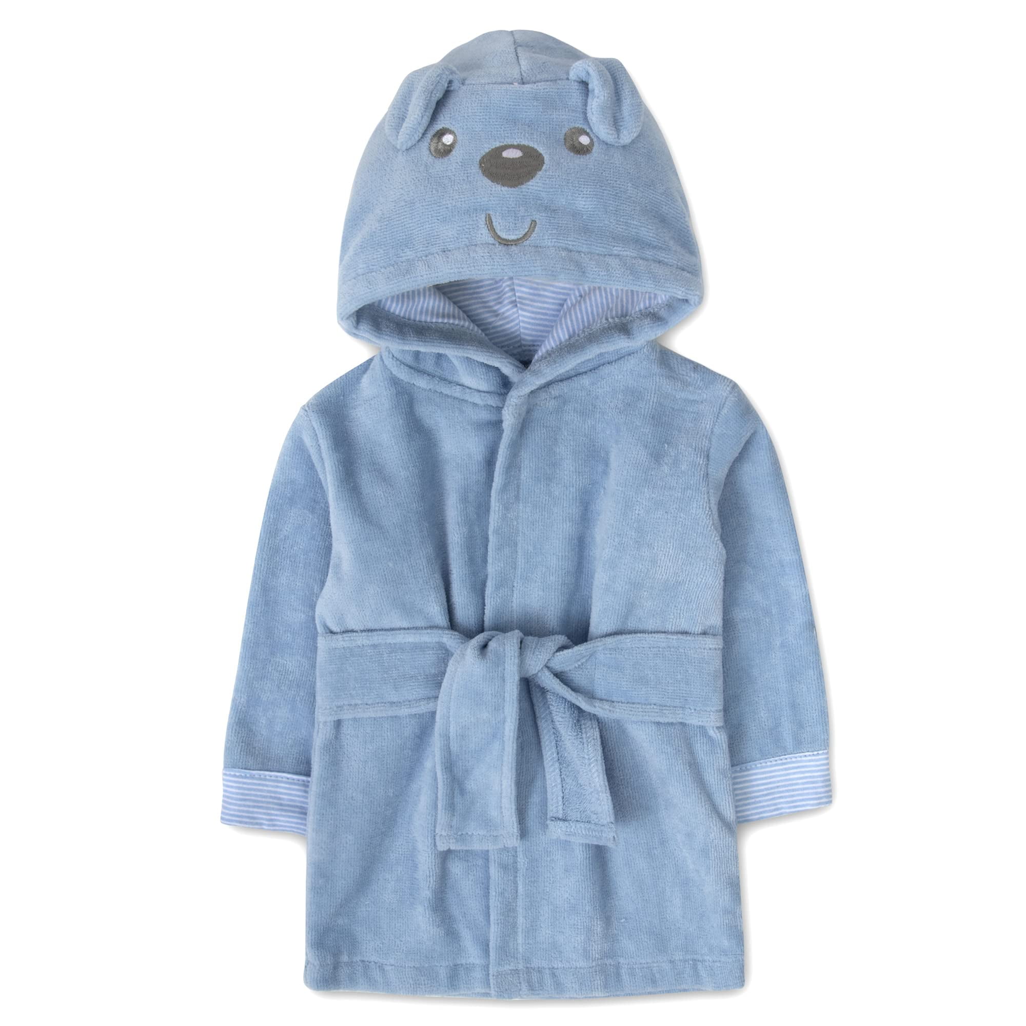 Baby Essentials Hooded Baby Animal Bathrobe with Tie Closure for ...