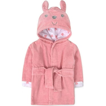 Hudson Baby Infant Girl Plush Animal Face Bathrobe, Pretty Elephant, 0 ...